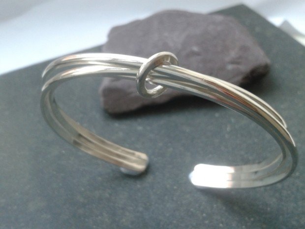 Intertwined Silver Cuff Bangle • Lucylou Designs